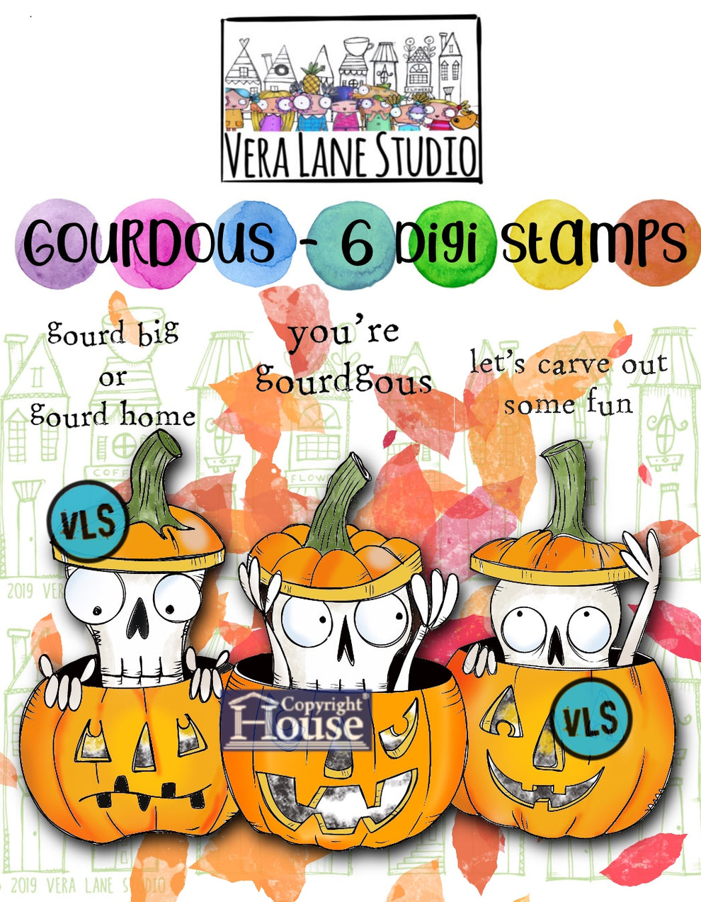 Gourgous - 6 Digi stamps in jpg and png files – Vera Lane Studio Digitals