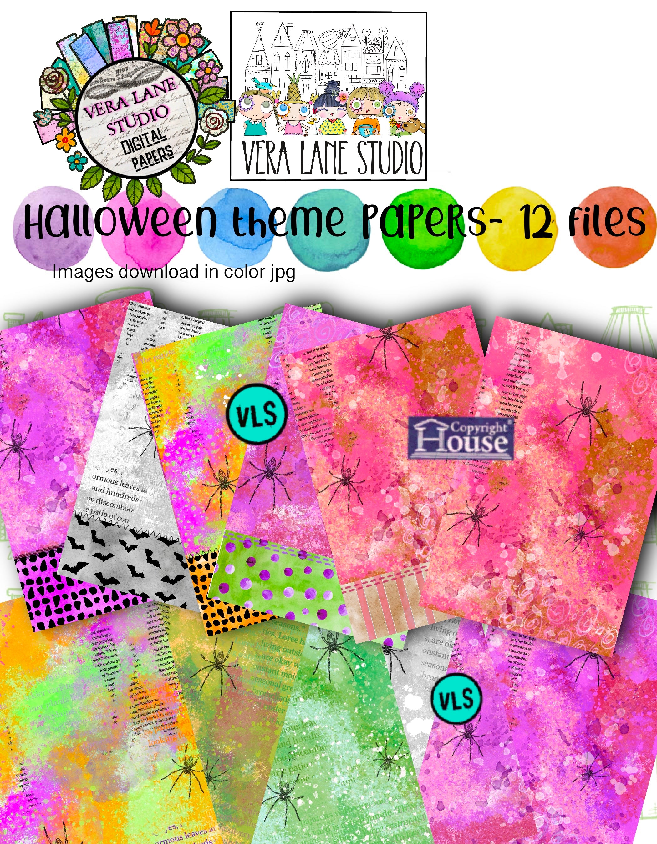 Halloween Theme Papers - 12 digital files – Vera Lane Studio Digitals
