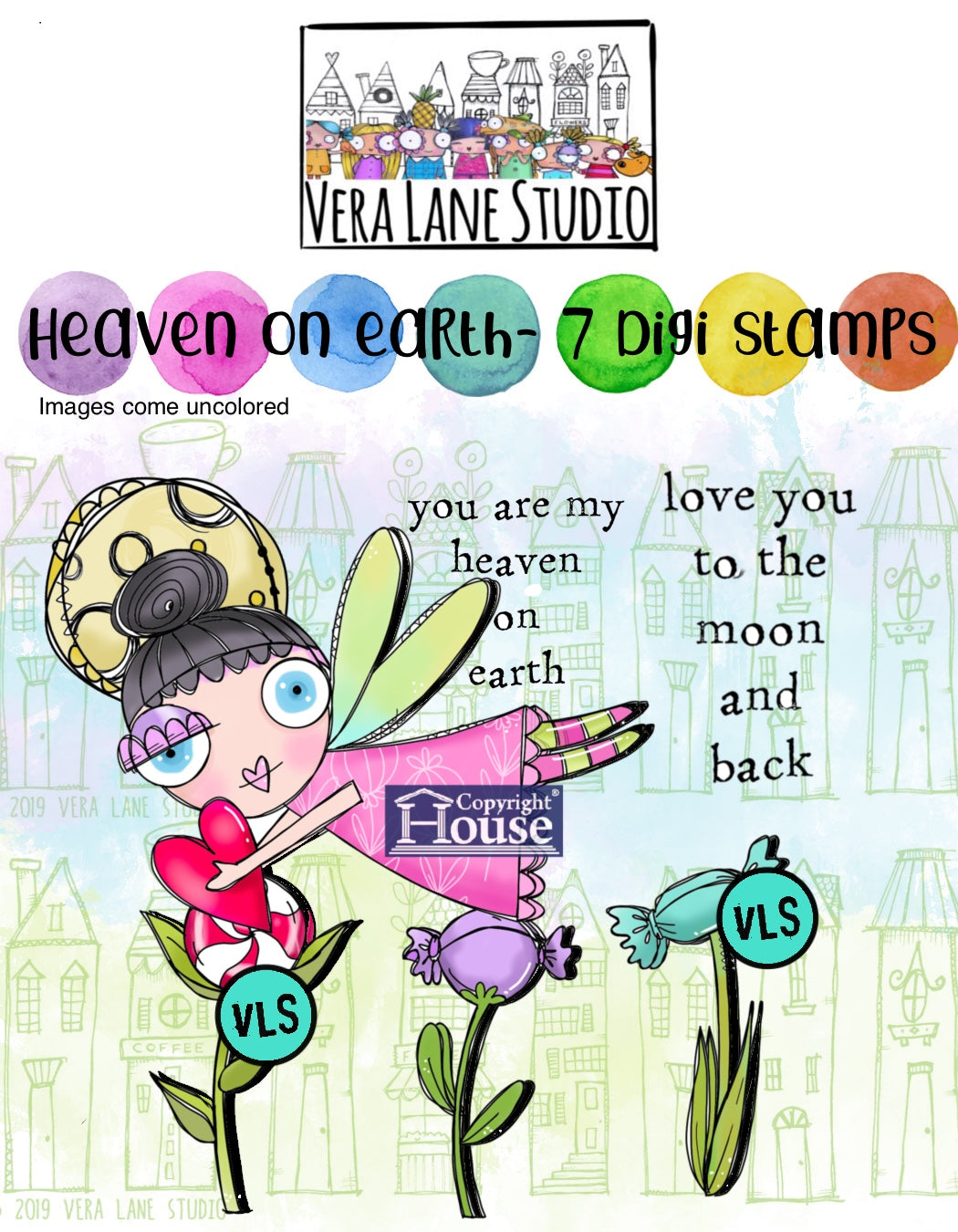 Heaven on Earth - 7 digi stamps set in jpg and png files – Vera Lane Studio Digitals
